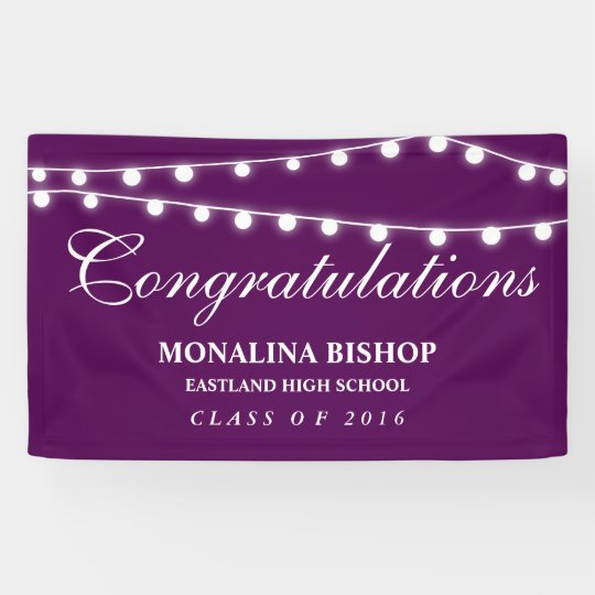 Purple | String Of Lights Congratulations Graduate Banner | Zazzle.com