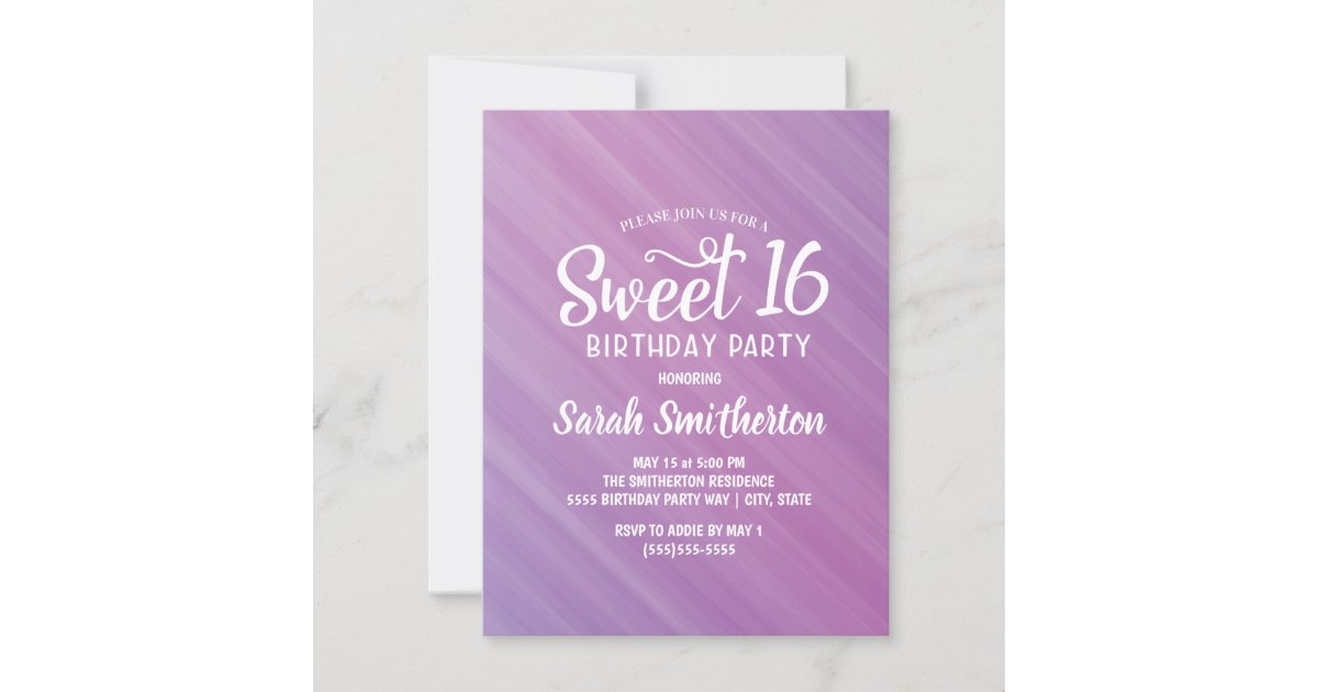 Purple Sweet 16 Invitation | Zazzle