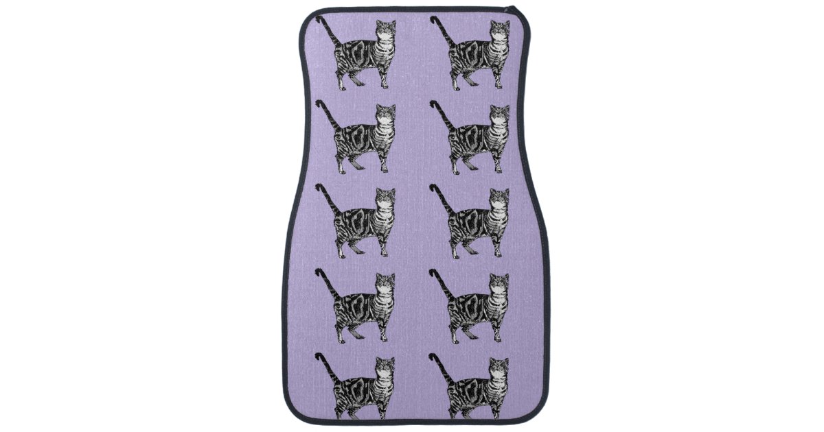 Purple Tabby Cat Cute Cats Art Car Mats | Zazzle