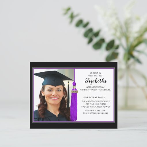 Purple Tassel Photo Graduation Party Invitation | Zazzle