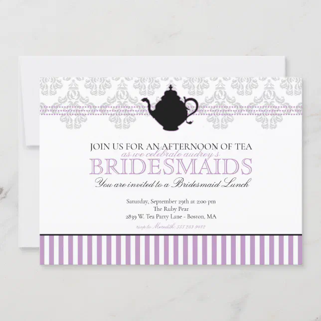 Purple Tea Party Invitation | Zazzle