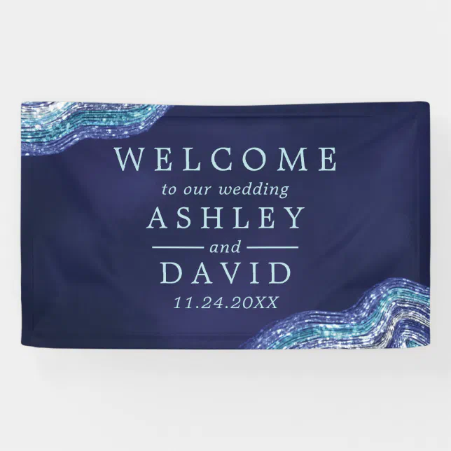 Purple Teal Agate Geode Wedding Welcome Banner | Zazzle