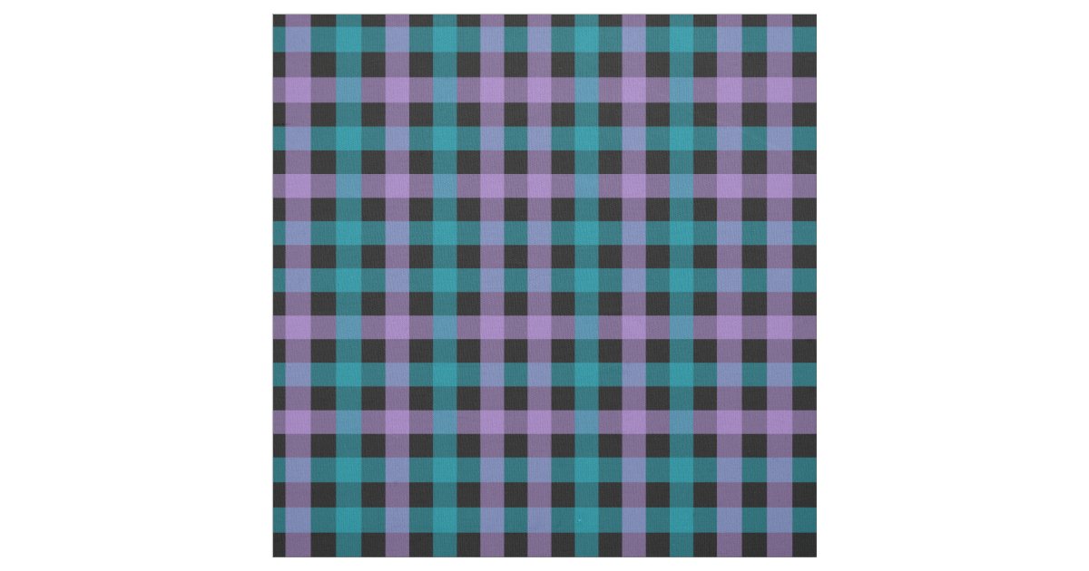 Purple, Teal and Black Plaid Fabric | Zazzle