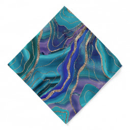 Purple Teal Blue Galaxy Nebula Agate Glitter #1 Bandana | Zazzle