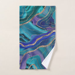 Purple Teal Blue Galaxy Nebula Agate Glitter #1 Bath Towel Set | Zazzle