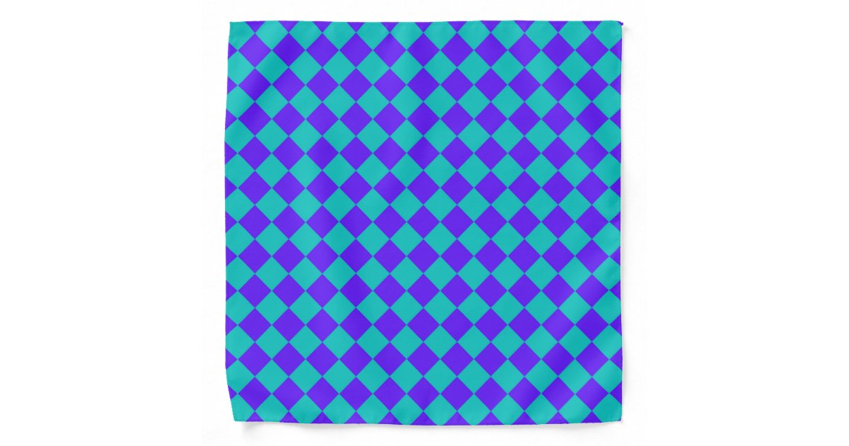 Purple Teal Checker Diamond Pattern Bandana | Zazzle