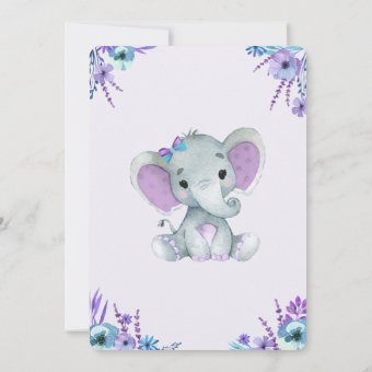 Purple Teal girl elephant invitation baby shower | Zazzle