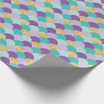 Purple Teal Gold Mermaid Scales Wrapping Paper | Zazzle