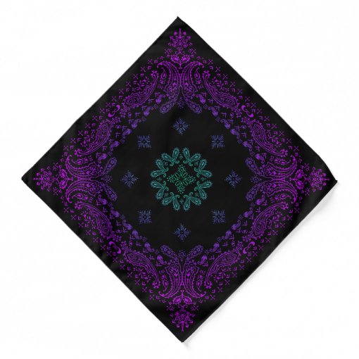 Purple & Teal Gradient Paisley Bandana | Zazzle