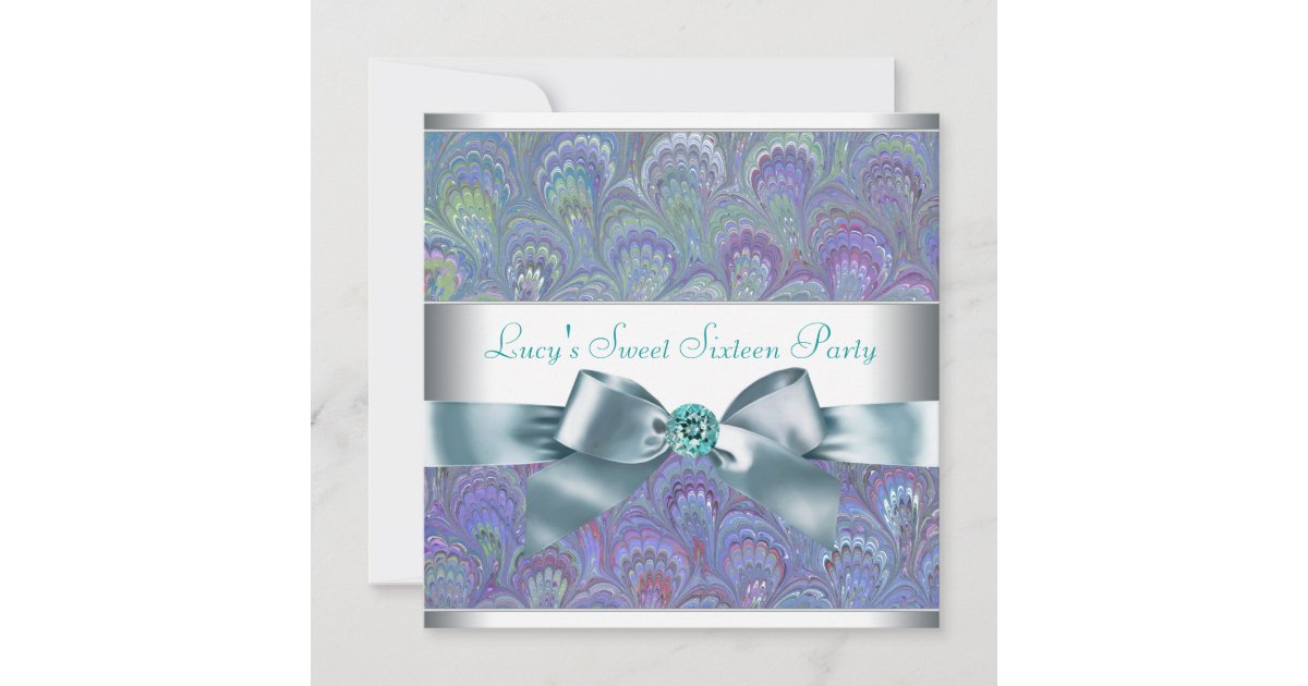 Purple Teal Peacock Paisley Birthday Party Invitation | Zazzle