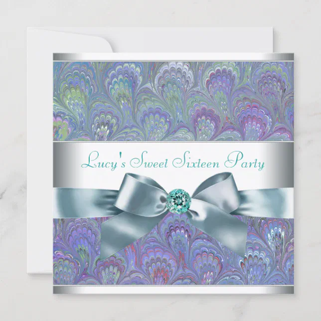 Purple Teal Peacock Paisley Birthday Party Invitation | Zazzle