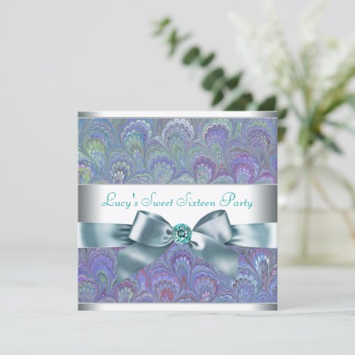 Purple Teal Peacock Paisley Birthday Party Invitation | Zazzle