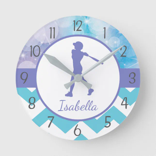 Purple Teal Softball Wall Clock | Zazzle