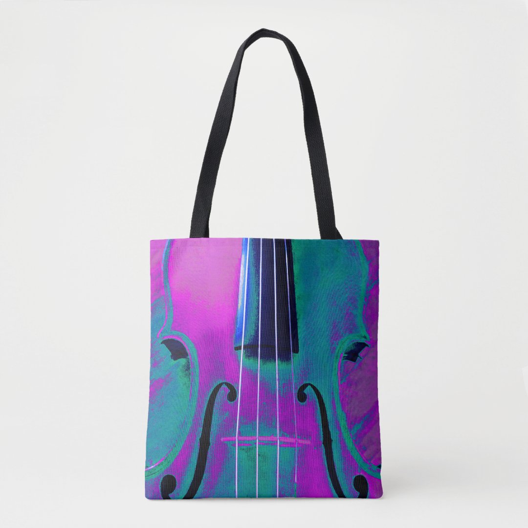 Purple Teal Violin Tote Bag | Zazzle