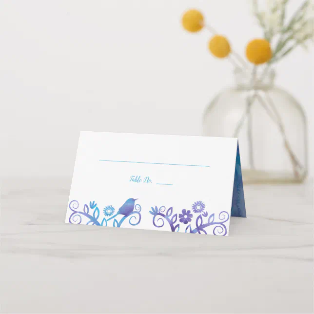 Purple Teal Watercolor Tree of Life Folded Place Card | Zazzle
