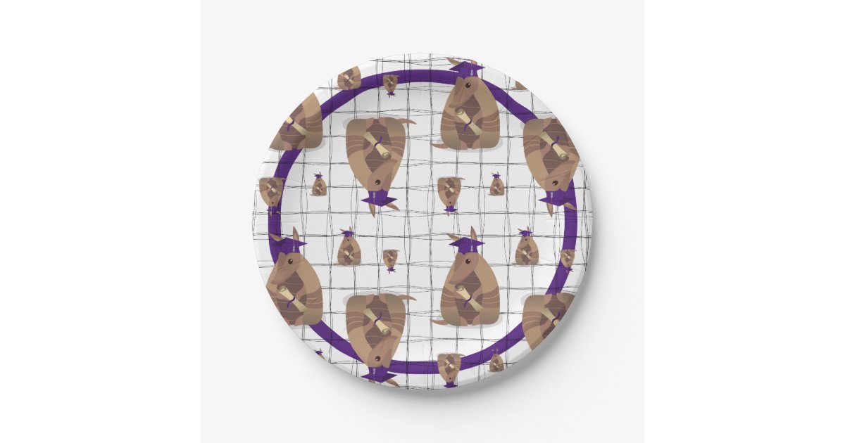Purple Texas Graduate Armadillo Paper Plates | Zazzle