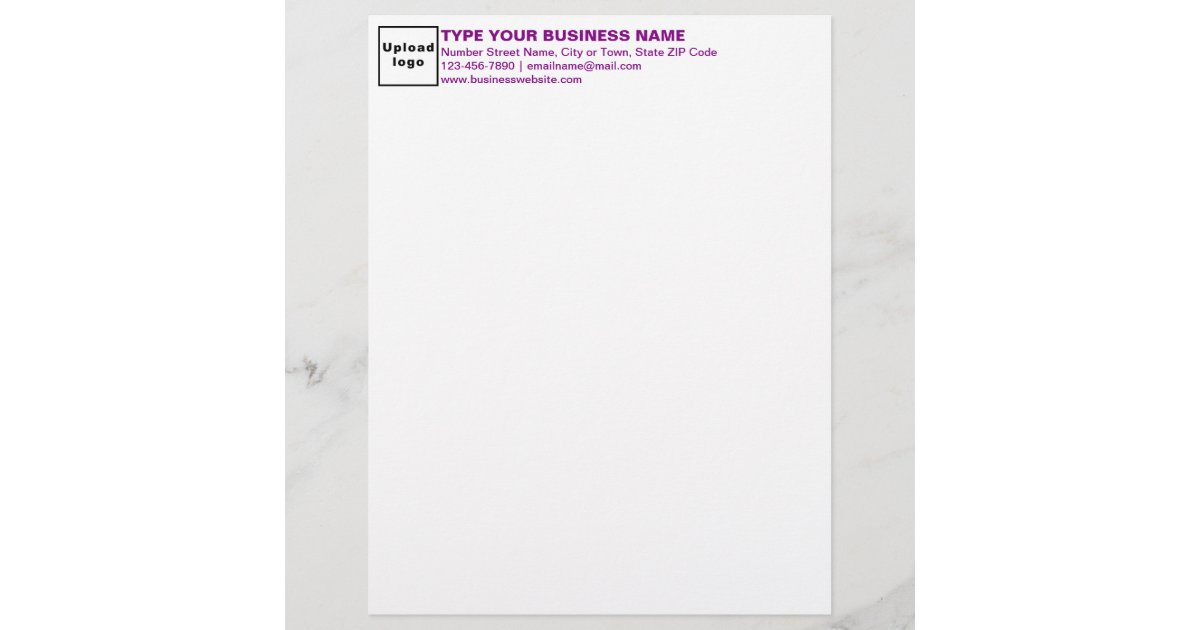 Purple Texts Heading of Business Letterhead | Zazzle