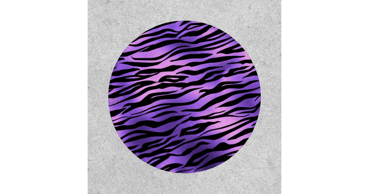 Purple Tiger Stripes fur Animal Metallic Pattern Patch | Zazzle