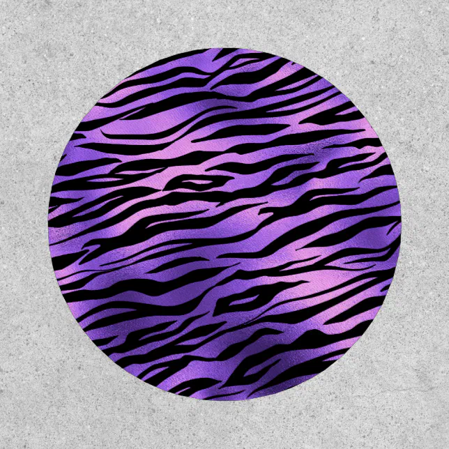 Purple Tiger Stripes fur Animal Metallic Pattern Patch | Zazzle