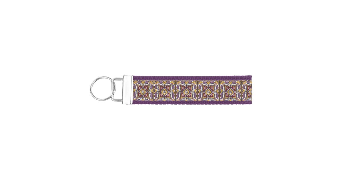 Purple Tile Wrist Keychain | Zazzle