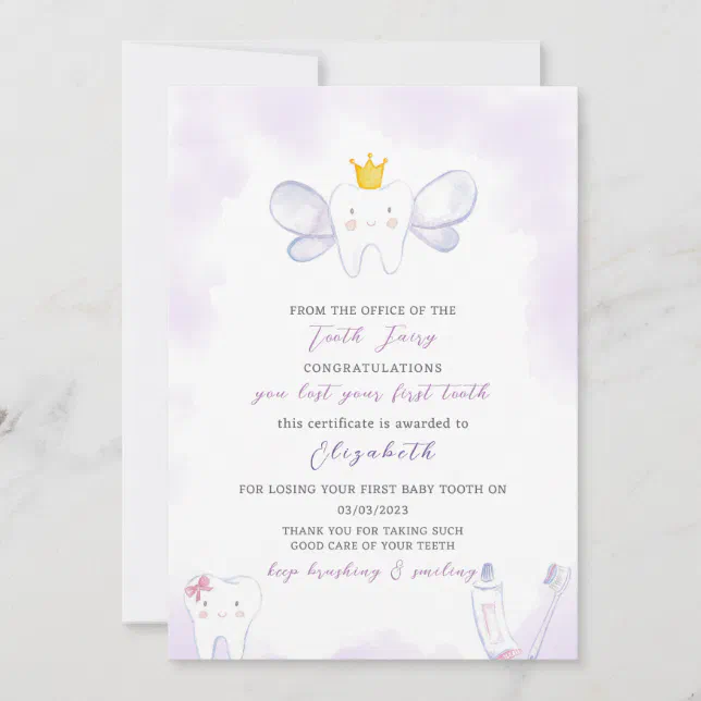 Purple Tooth Fairy Letter Invitation | Zazzle