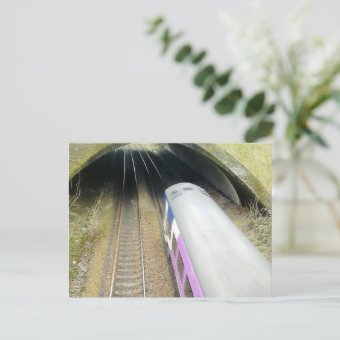 Purple Train, Railway Tracks, Tunnel, Traveling Postcard | Zazzle