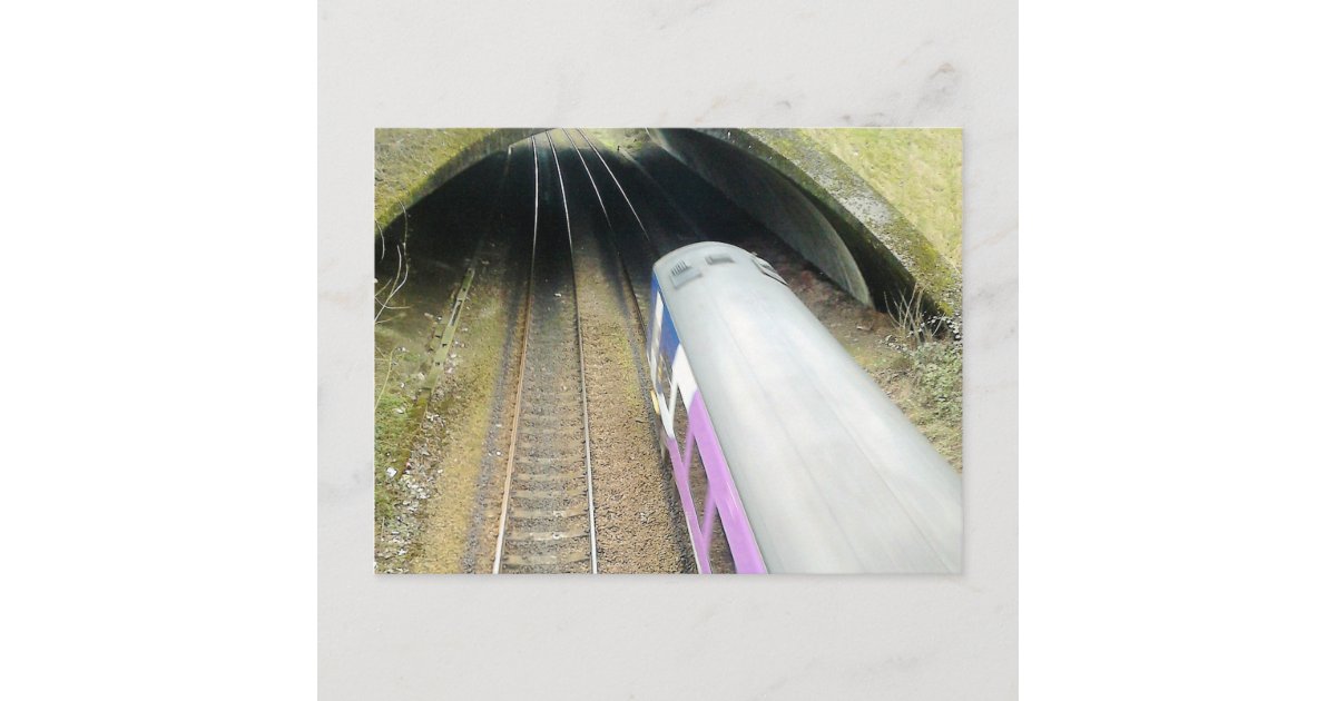 Purple Train, Railway Tracks, Tunnel, Traveling Postcard | Zazzle
