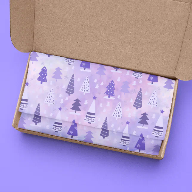 Purple Tree holiday Christmas Pattern Tissue Paper | Zazzle