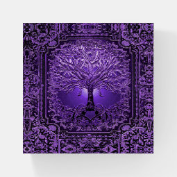 Purple Tree of Life Ancient Rustic Inner Light Paperweight | Zazzle