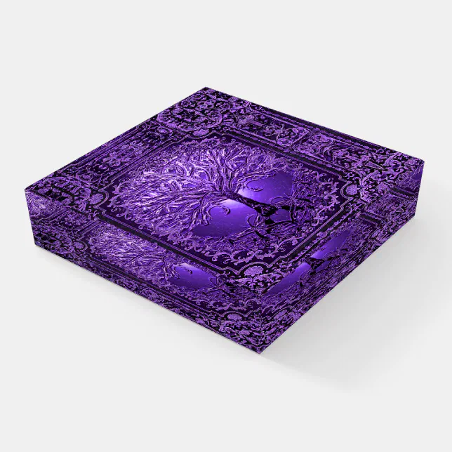 Purple Tree of Life Ancient Rustic Inner Light Paperweight | Zazzle