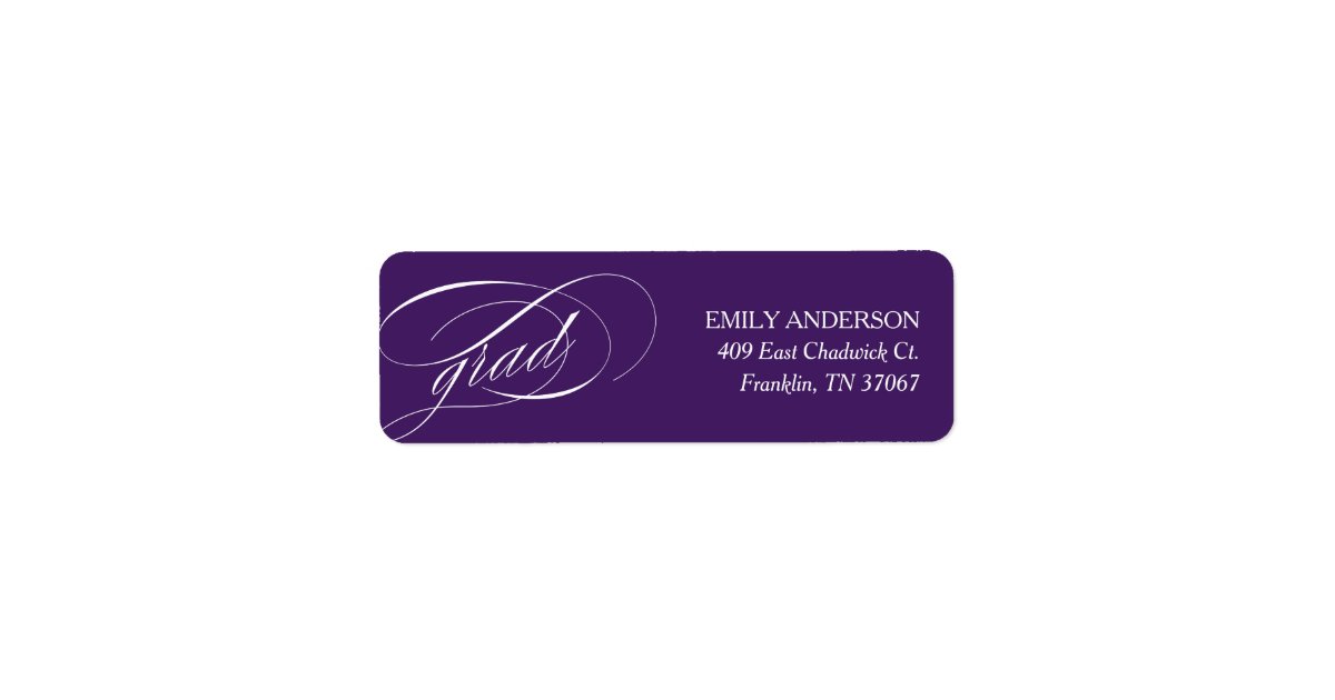 Purple Trendy Calligraphy Graduation Address Label | Zazzle