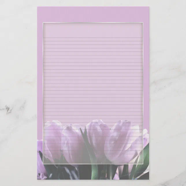 Purple Tulips Optional Lined Note Paper | Zazzle