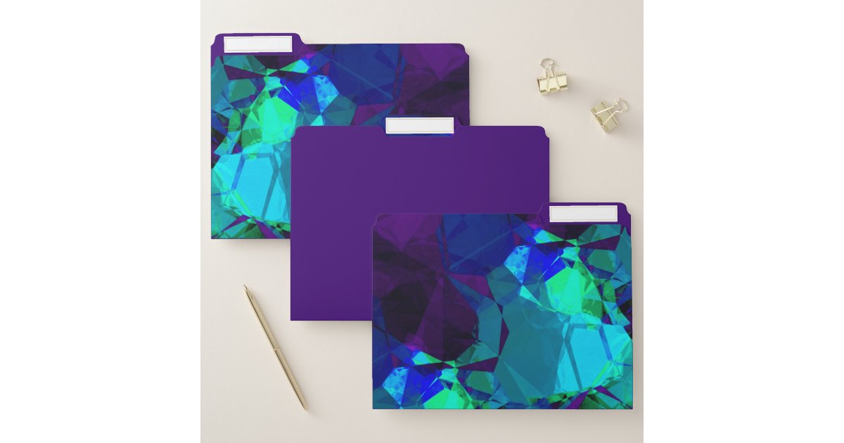 Purple Turquoise & Blue | Elegant Abstract Design File Folder | Zazzle
