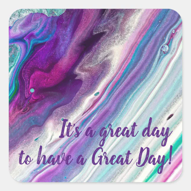 Purple Turquoise Colorful Motivational Quote Square Sticker | Zazzle