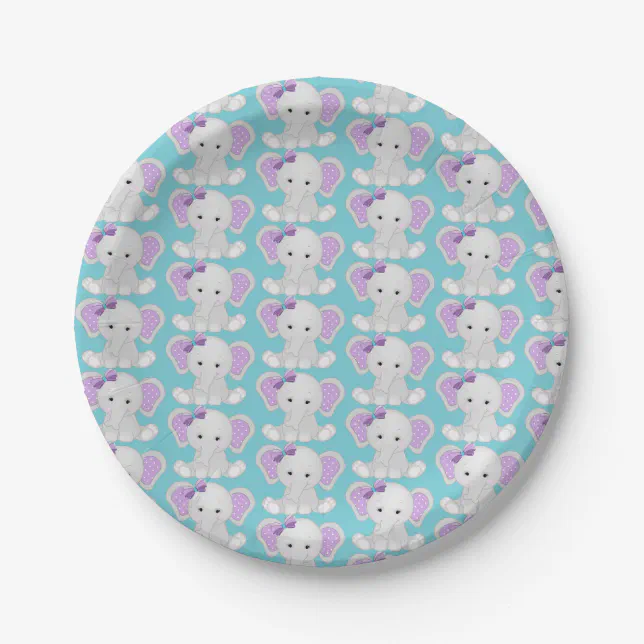 Purple Turquoise Elephant Paper Plates | Zazzle