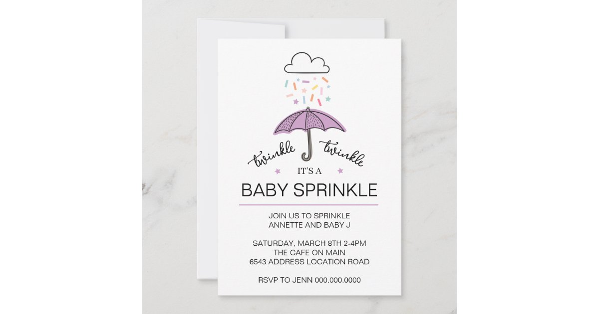 Purple twinkle twinkle baby sprinkle download invitation | Zazzle