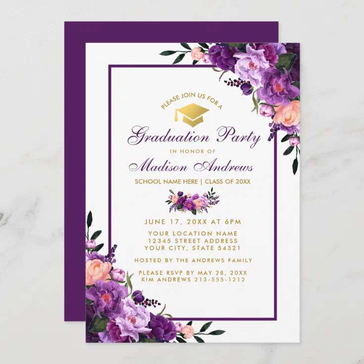 Purple Ultra Violet Graduation Party Invite PFP | Zazzle