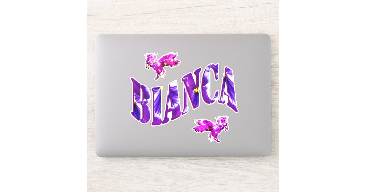 Purple Unicorn Bianca Name Logo, Sticker | Zazzle