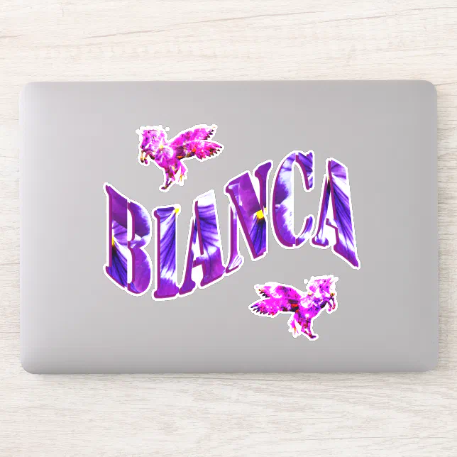 Purple Unicorn Bianca Name Logo, Sticker | Zazzle
