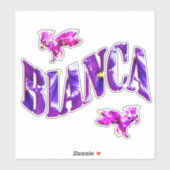 Purple Unicorn Bianca Name Logo, Sticker | Zazzle