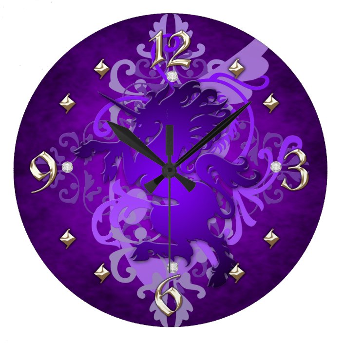 Purple Unicorn Fantasy Clock | Zazzle.com