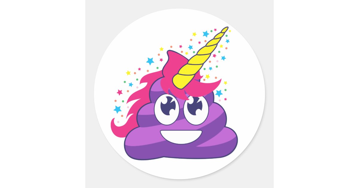 Purple Unicorn Poop Emoji Round Stickers | Zazzle