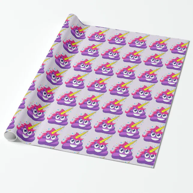 Purple Unicorn Poop Emoji Wrapping Paper | Zazzle