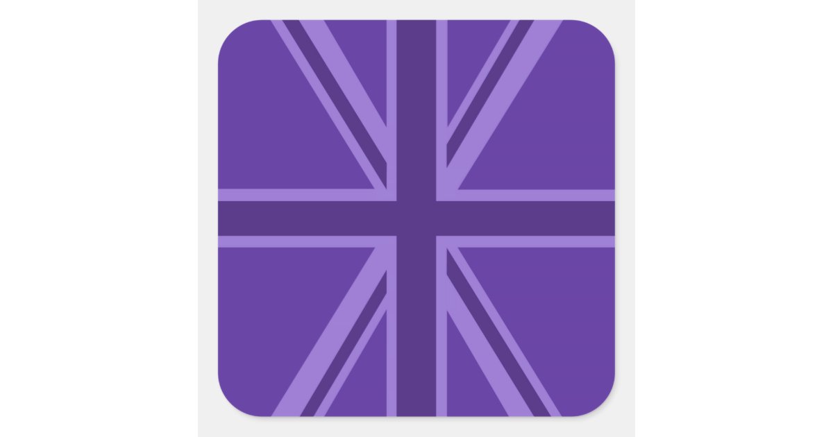 Purple Union Jack Design Square Sticker | Zazzle