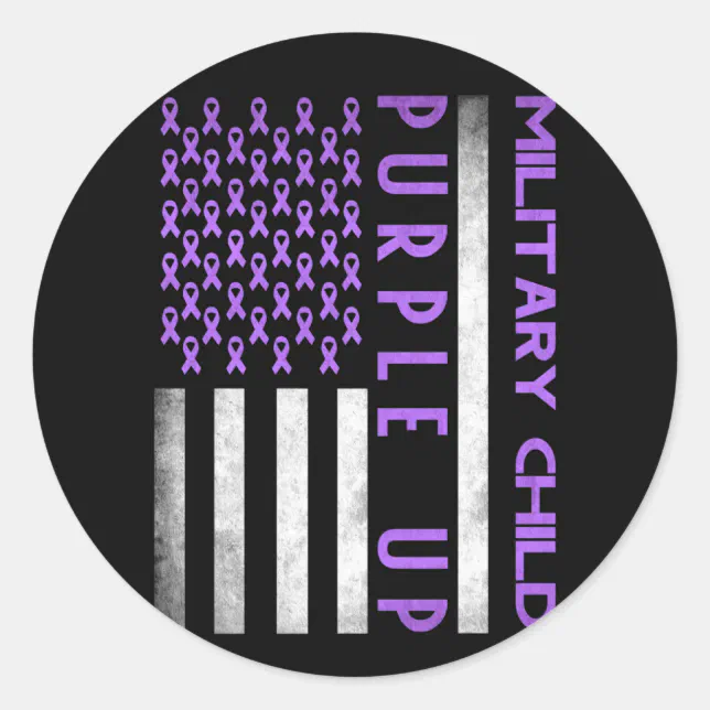 Purple Up Month Of Military Child Kids Awareness Classic Round Sticker ...