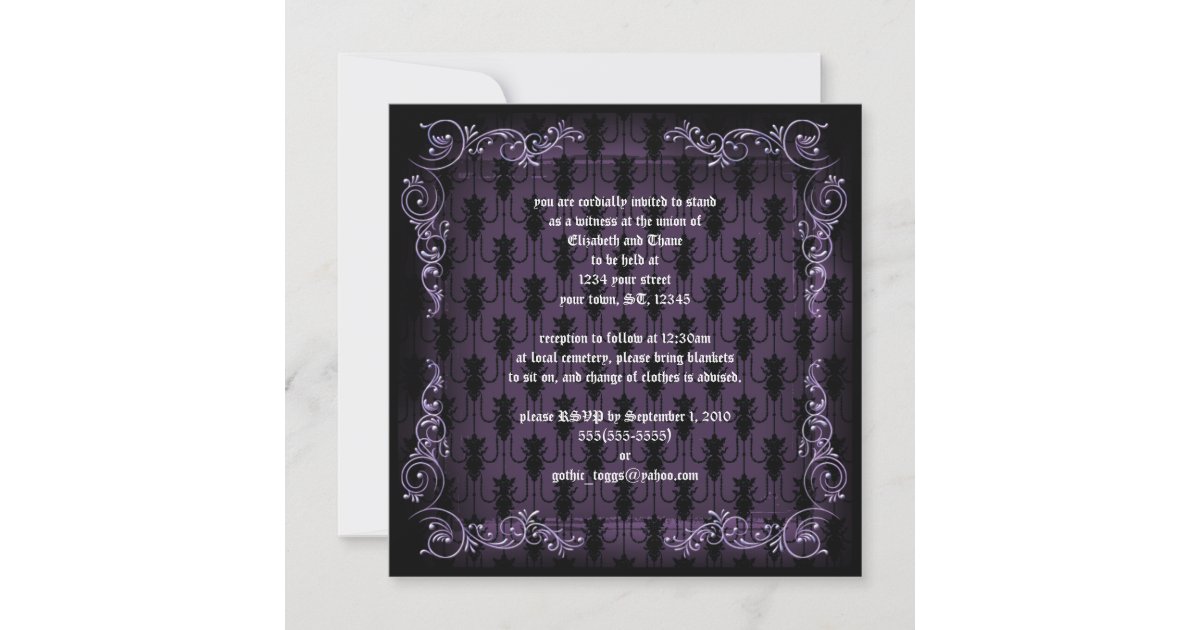 Purple Victorian Goth Print Invitation | Zazzle