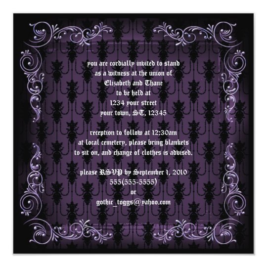 Purple Victorian Goth Print Invitation | Zazzle.com