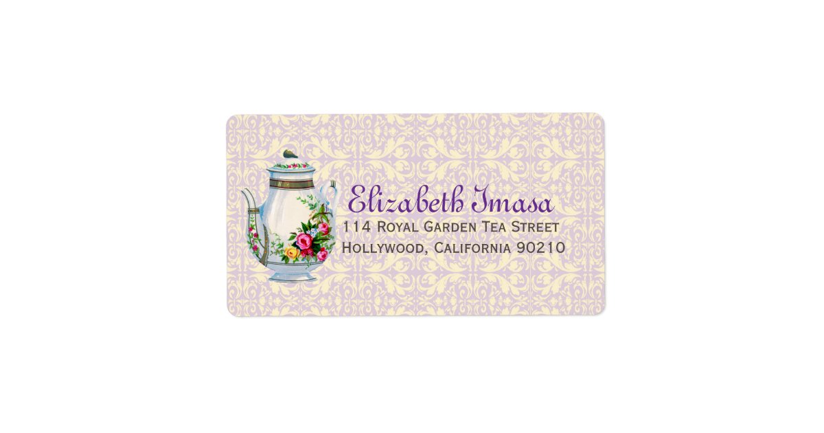 Purple Vintage French Tea Party Label | Zazzle
