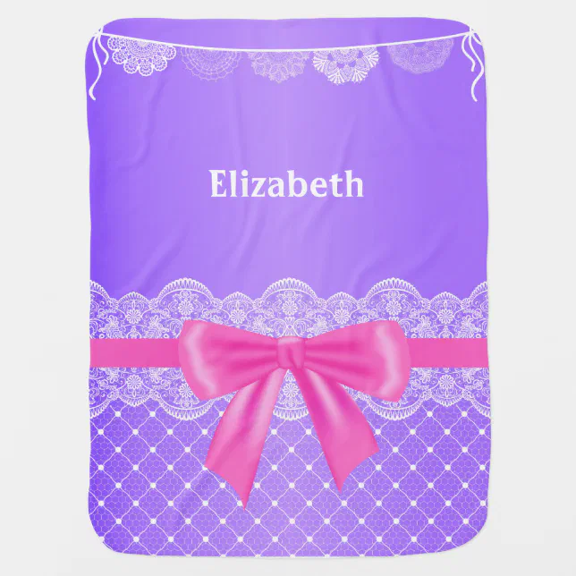 Purple Vintage Lace with ribbon Baby Blanket | Zazzle