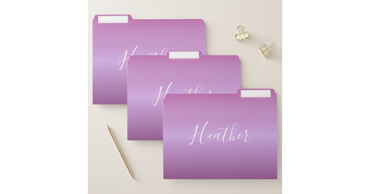Purple Violet And Custom White Script File Folder Zazzle